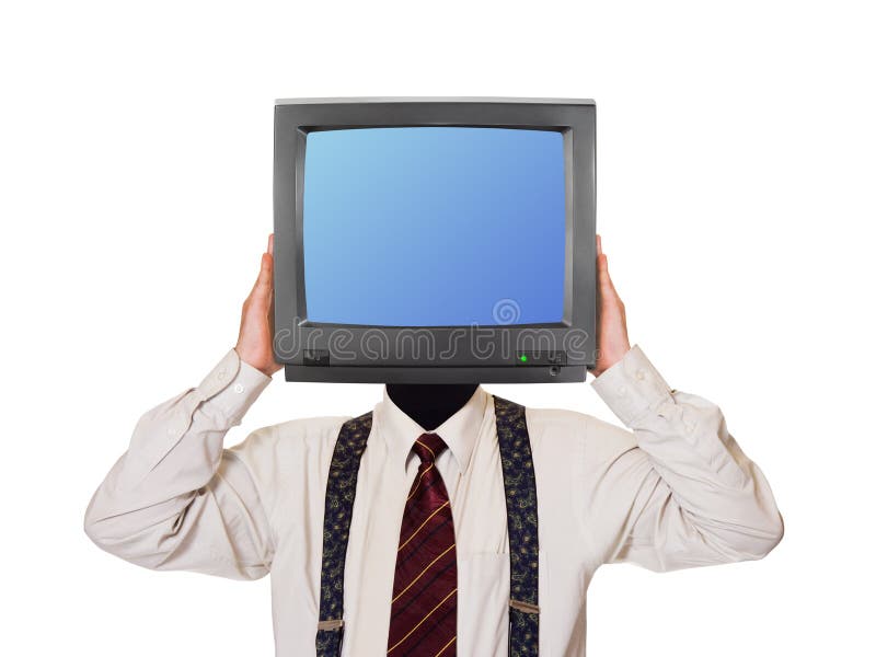Man with Tv Screen for Head Stock Image - Image of analog, background ...