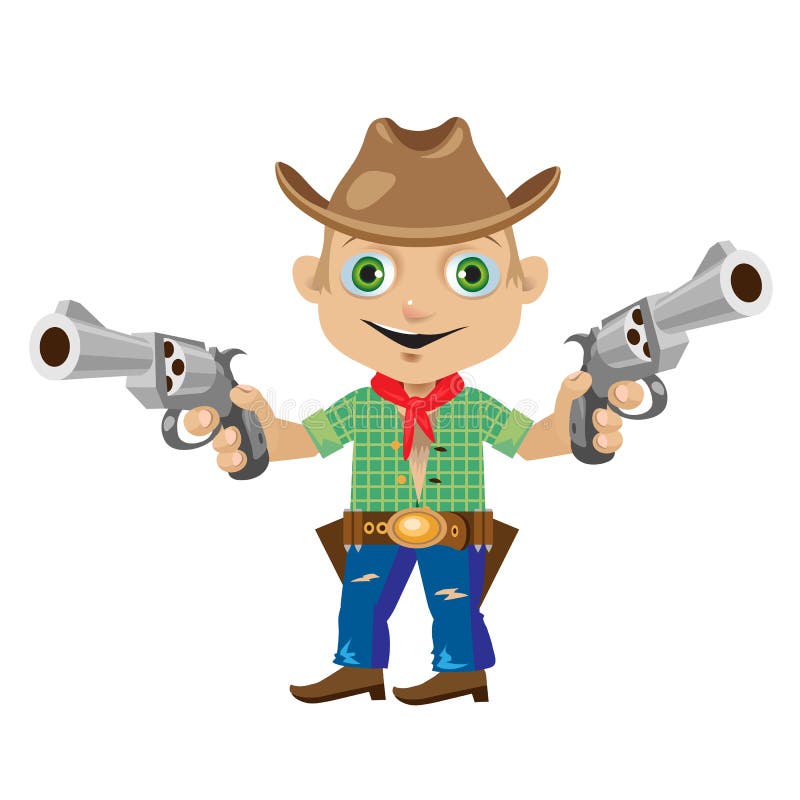 Man with Two Guns in Wild West Style Stock Vector - Illustration of ...