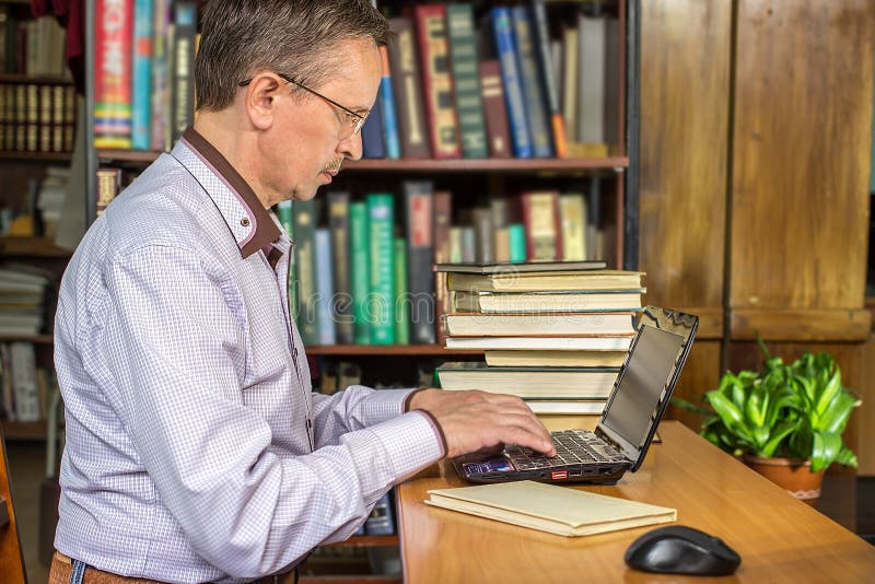 Man Type Something with His Laptop Stock Image - Image of monitor ...