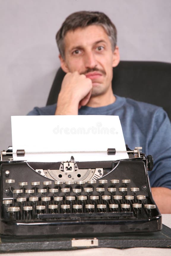 Man and typewriter 2 stock photo. Image of paper, book - 3658558