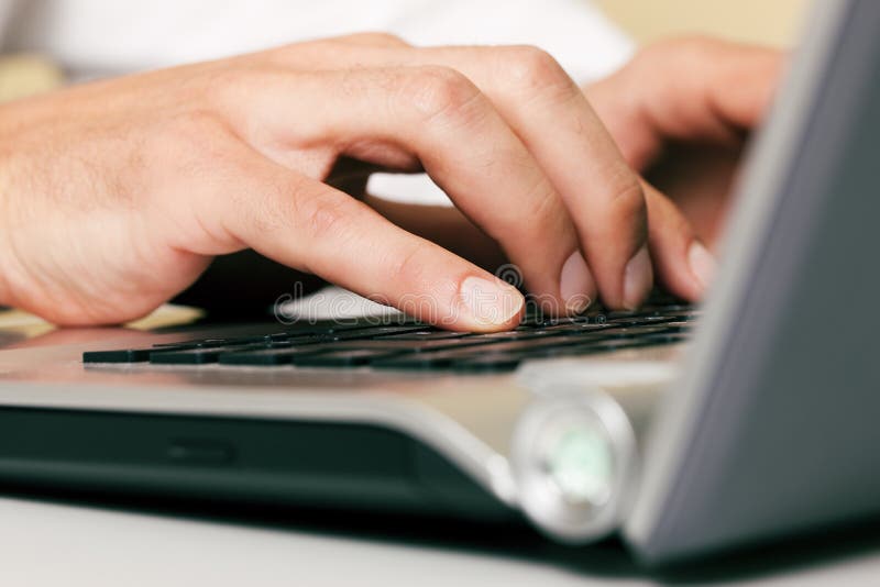 Man Typing Computer Keyboard Stock Image Image Of Manager