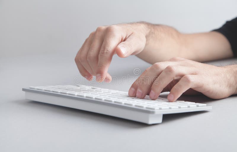 Man Typing on Computer Keyboard Stock Image - Image of media, work ...