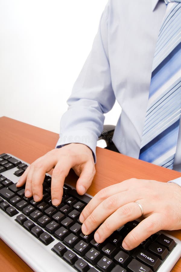 Man Typing in the Computer Keyboard Stock Image - Image of table ...