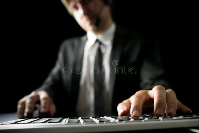 Man Typing on a Computer Keyboard Stock Photo - Image of assistance ...