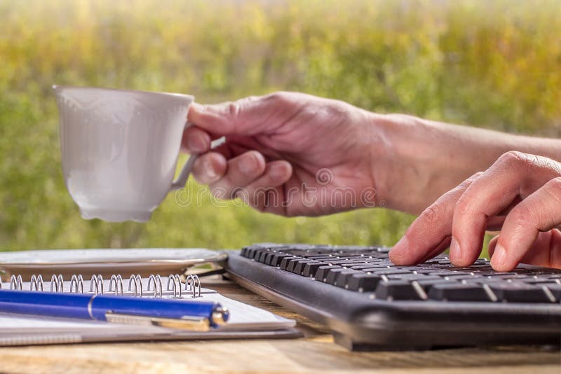 Man Typing on a Computer Keyboard, Indoor Stock Image - Image of tool ...