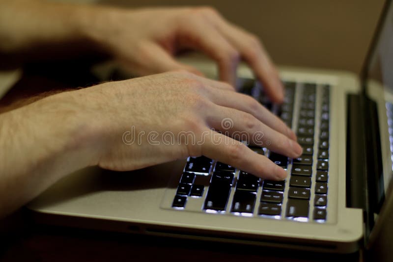 Man typing on computer stock photo. Image of fingers - 79256618