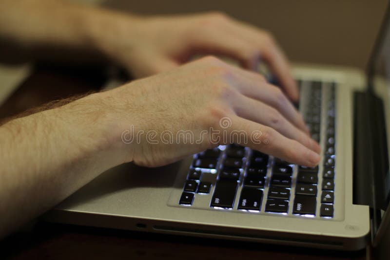 Man typing on computer stock photo. Image of media, typing - 79258296