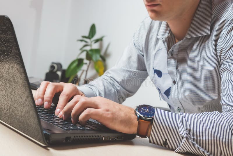 Man Typing on the Keyboard. Businessman at Work Stock Image - Image of ...