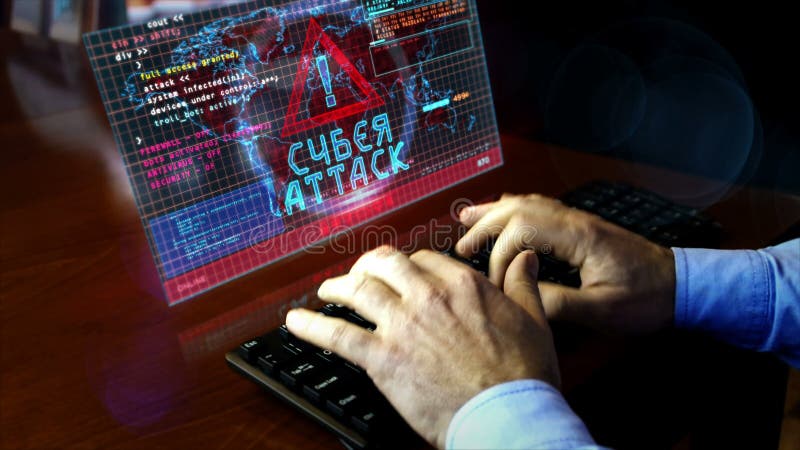 Troll Typing Keyboard with Fake News Hologram Screen Stock Video ...