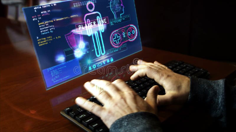 Man Typing on Keyboard with Cyber Safety Hologram Stock Footage - Video of privacy, protection ...
