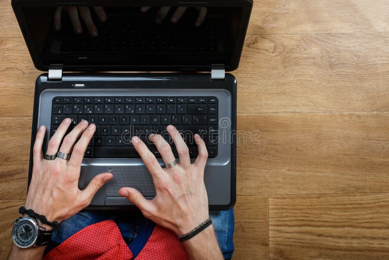 Man is Typing on the Keyboard Stock Image - Image of education, wooden ...