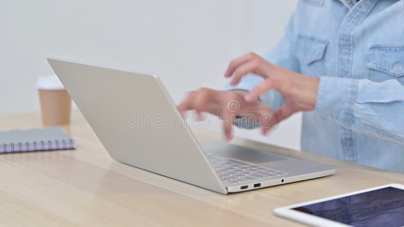 Man Typing on Laptop Angrily, Close Up Stock Footage - Video of ...