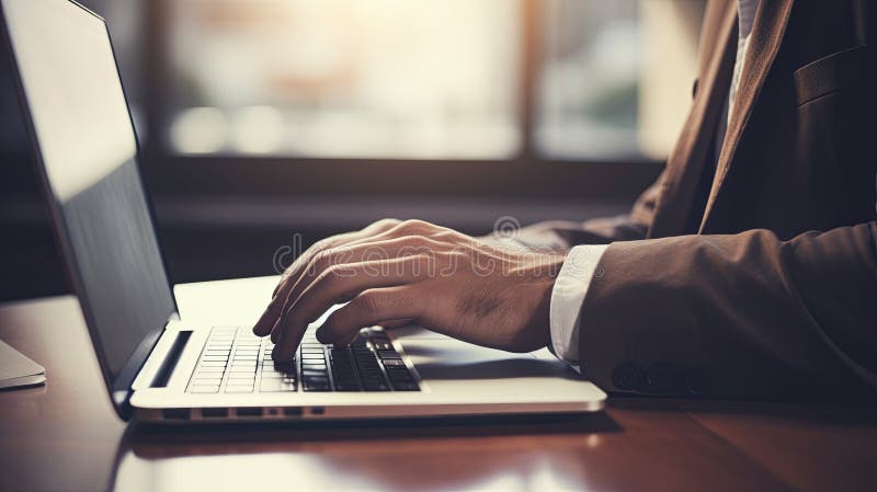 A Man Typing on a Laptop Computer Stock Photo - Image of communication ...