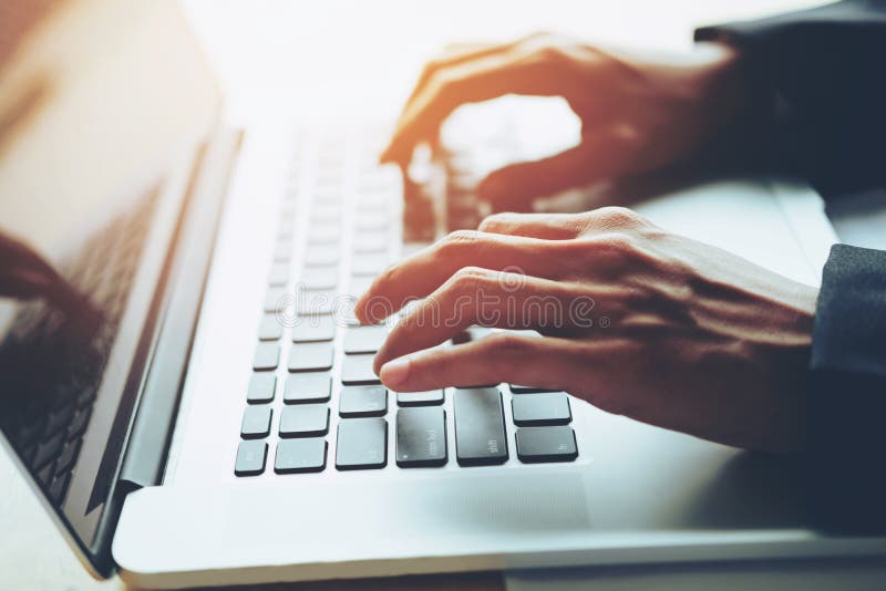 Man Typing Laptop on Social Network Technology Stock Photo - Image of ...