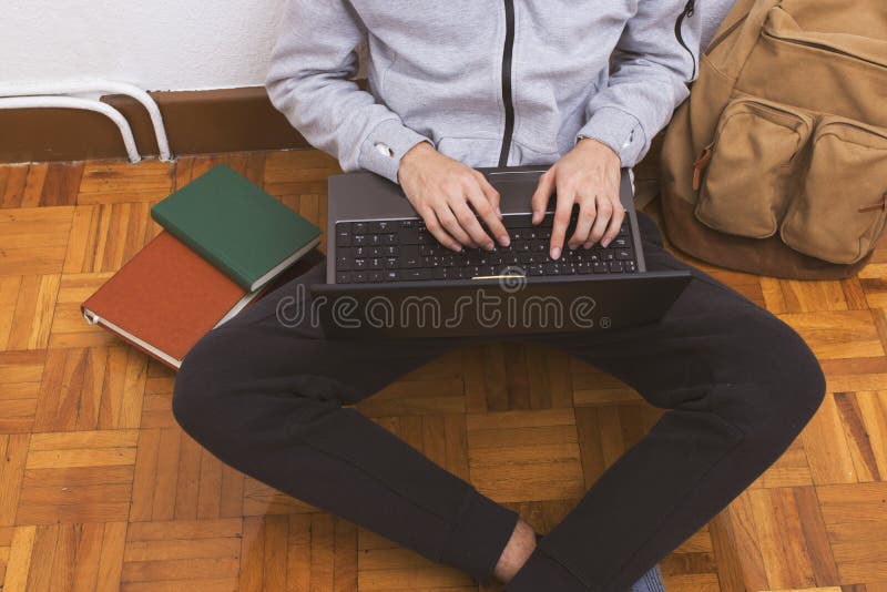 Man typing with laptop stock photo. Image of young, applications ...