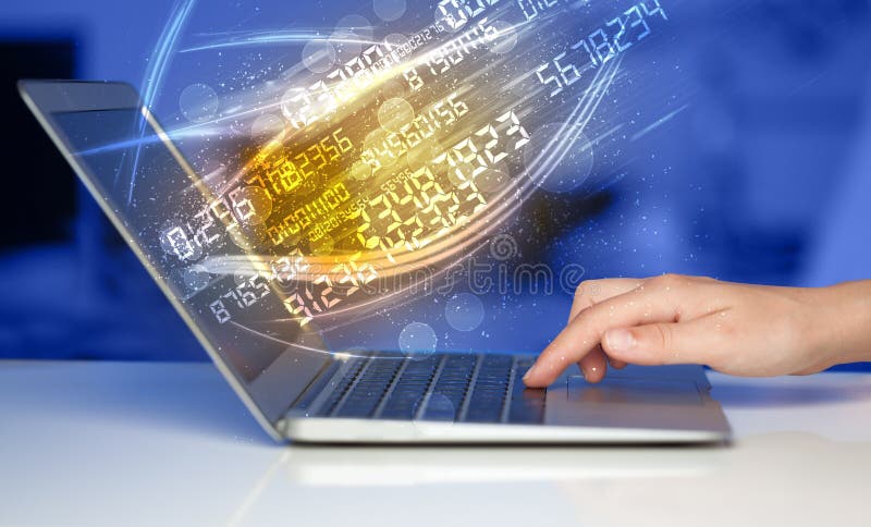 Modern Notebook Computer with Future Technology Symbols Stock Photo ...