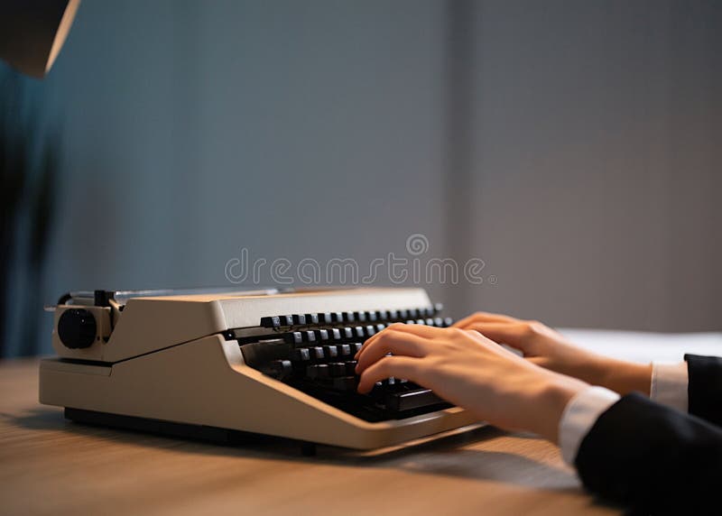 Man Typing on an Old Typewriter Stock Illustration - Illustration of ...