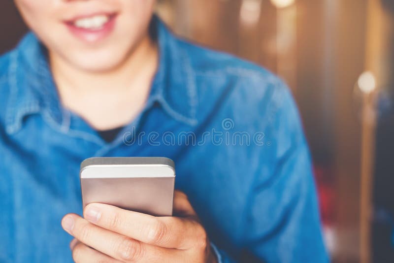 Man Typing Phone Message on Social Network Stock Image - Image of email ...