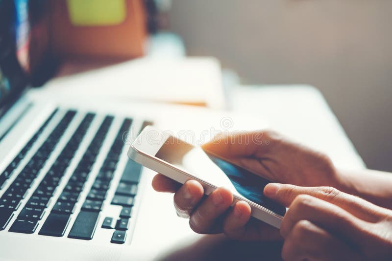 Man typing on the phone stock photo. Image of internet - 98602126