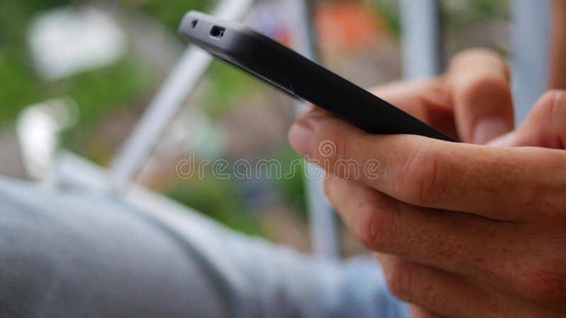 Man Typing Text on Phone, Side View Stock Video - Video of crisis ...