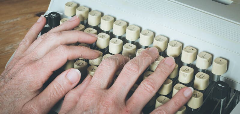 Man is Typing on a Vintage Typewriter Stock Photo - Image of journalism ...
