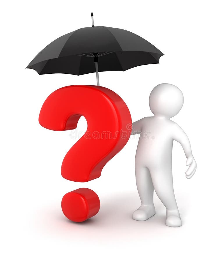 Man with Umbrella and Questions (clipping Path Included) Stock ...