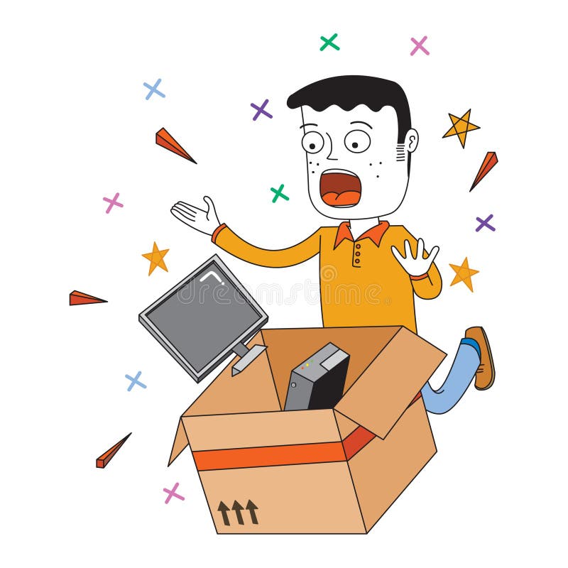 Man Unboxing New Television Stock Vector - Illustration of vector ...