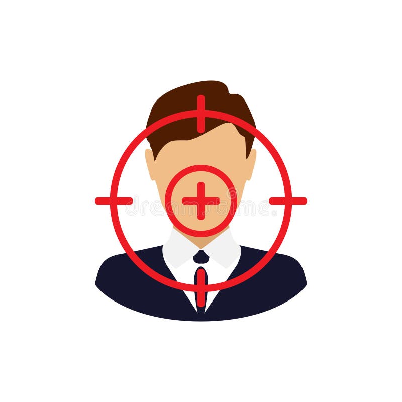 Man Under Crosshair Icon. Cartoon. Vector in Flat Stock Vector ...
