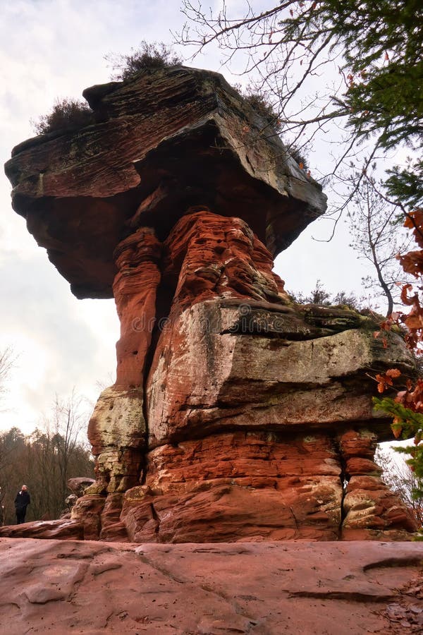 Man under Devil s Table editorial photography. Image of mountain ...