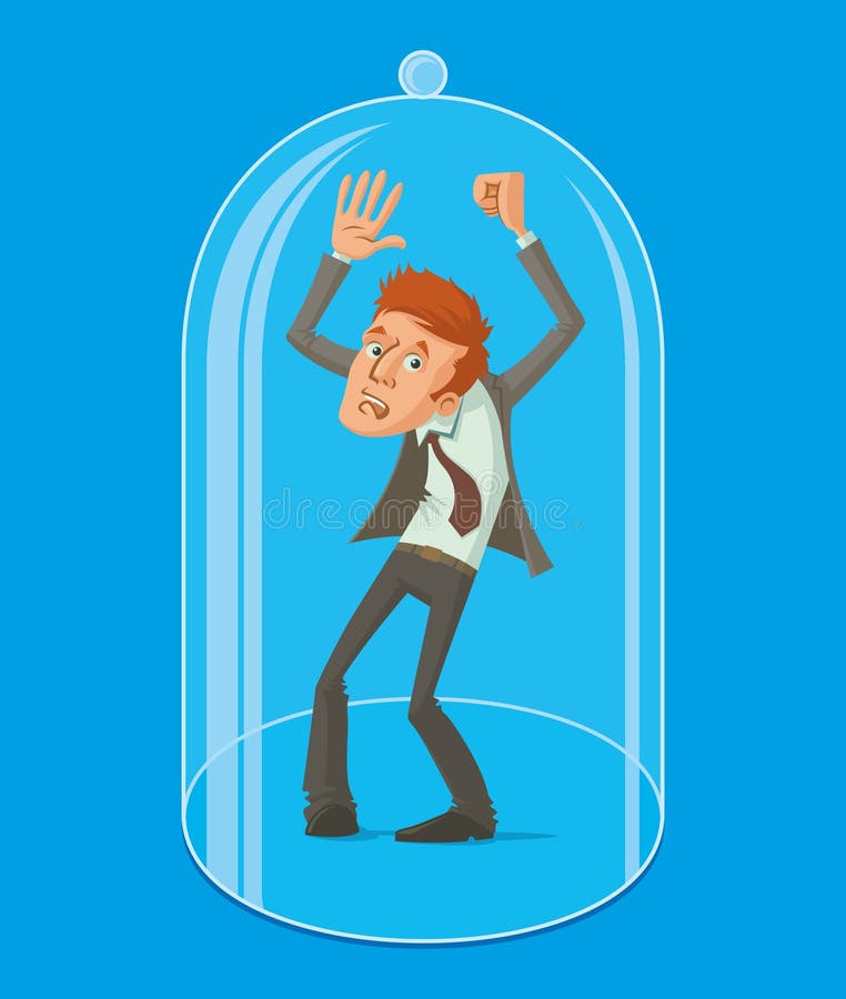 Man under a glass dome stock vector. Illustration of detached - 65568435