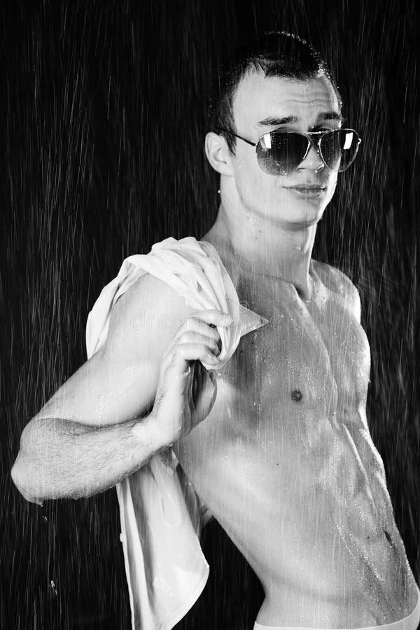 Couple in the rain stock image. Image of motion, attractive - 13671807