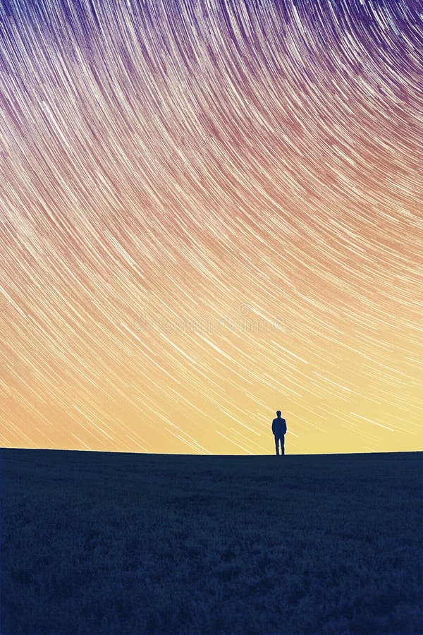 Man under star trail stock image. Image of nasa, night - 40811077