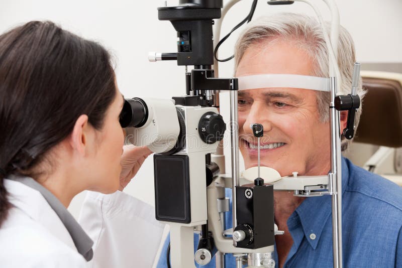 Eye Examination through Visual Field Test Stock Photo - Image of male ...