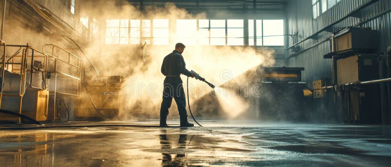 Sweeping Away the Grime in a Bright Industrial Workshop with Precision ...