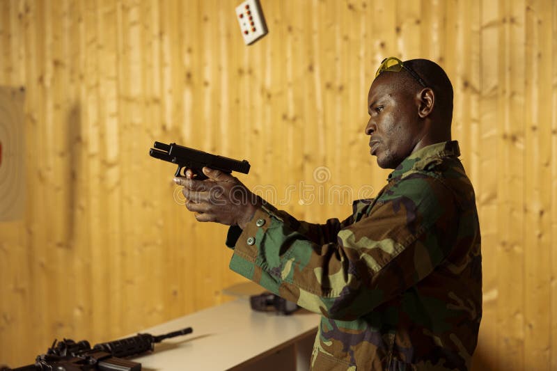 Military Unit Using Pistol To Engage Targets at Various Ranges Stock ...