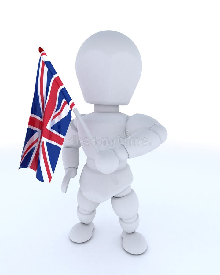 Man with Union Jack Flag stock illustration. Illustration of jack ...
