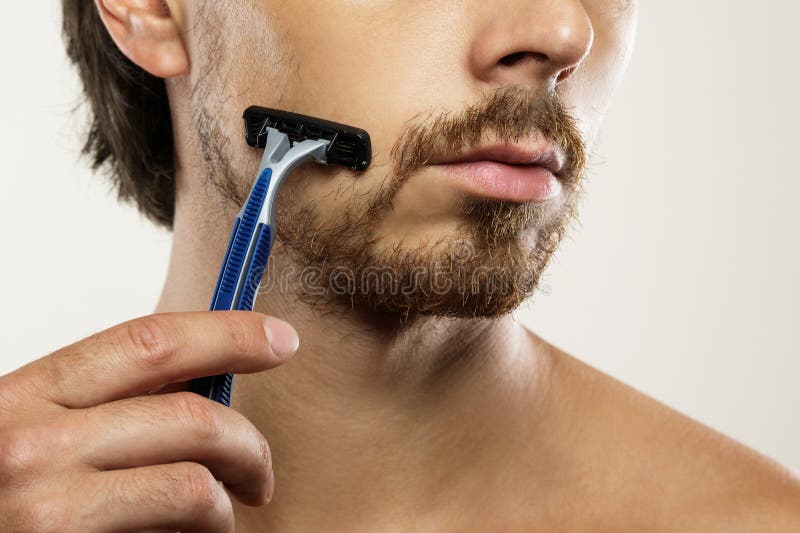 Man with Unkempt Beard before a Shaving Routine Stock Image - Image of ...