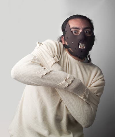 Man up in a strait jacket stock image. Image of madness - 2890083