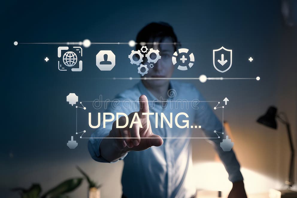 Man Updating Software System Digital Interface Technology Modern ...