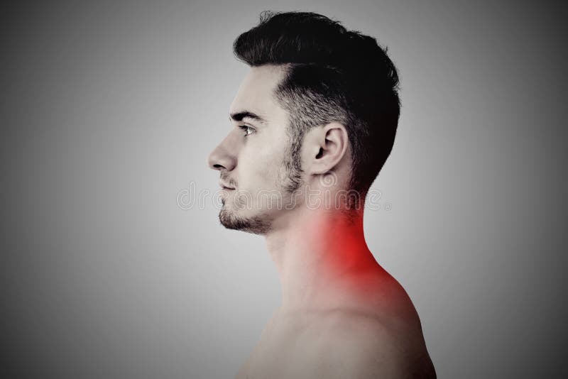 Man with Upper Back Neck Pain Stock Photo - Image of concept, injury ...