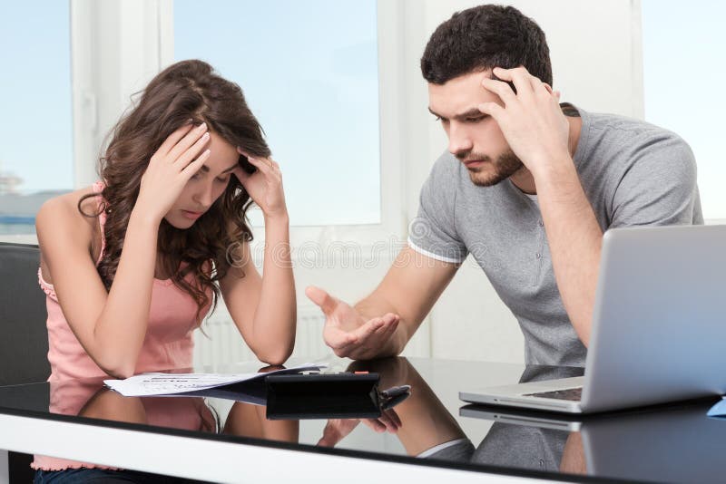 Man Upset after Looking at Card Statement. Stock Image - Image of ...