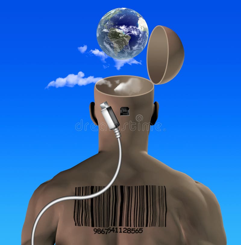 Man with USB socket stock illustration. Illustration of accessibility ...