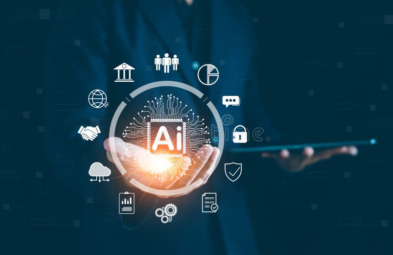 Man Use AI To Help Analytics, Technology and People Concept, AI Experts ...