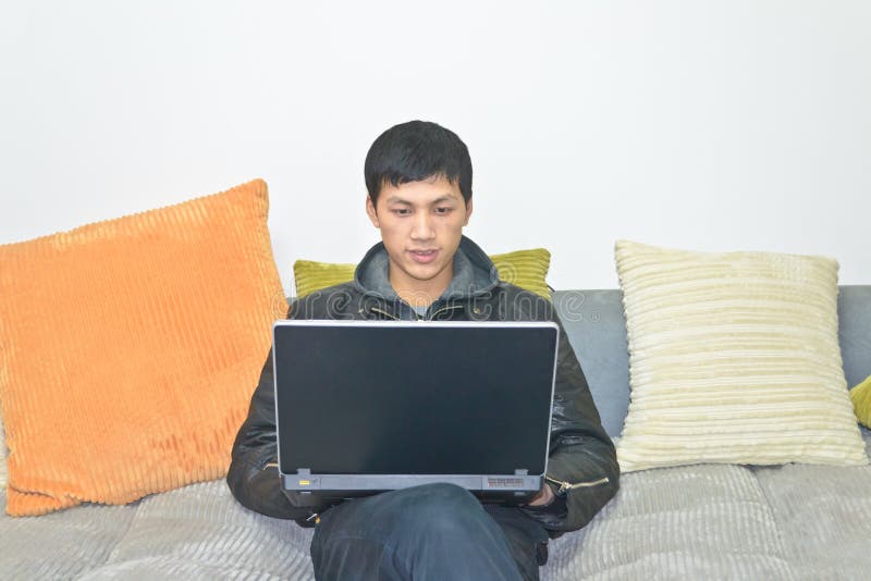 Man use the laptop stock photo. Image of laptop, color - 22909866