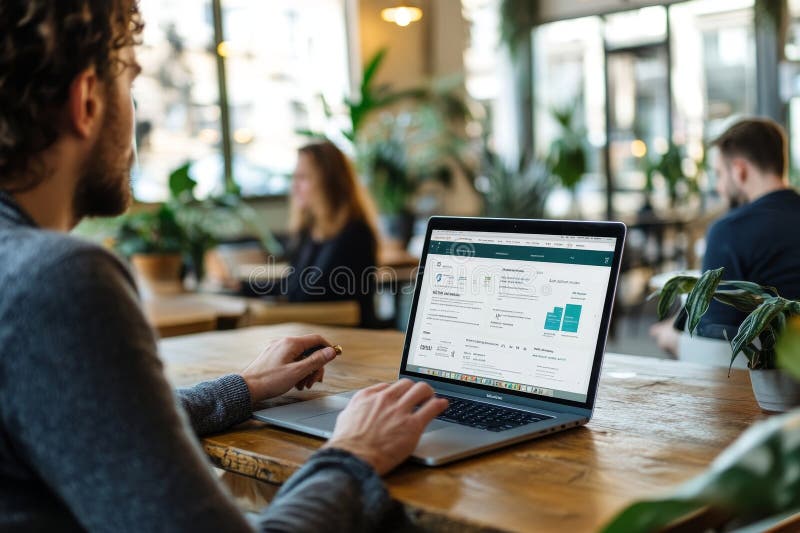 Man Use Laptop with Advertising on Website. Stock Photo - Image of ...