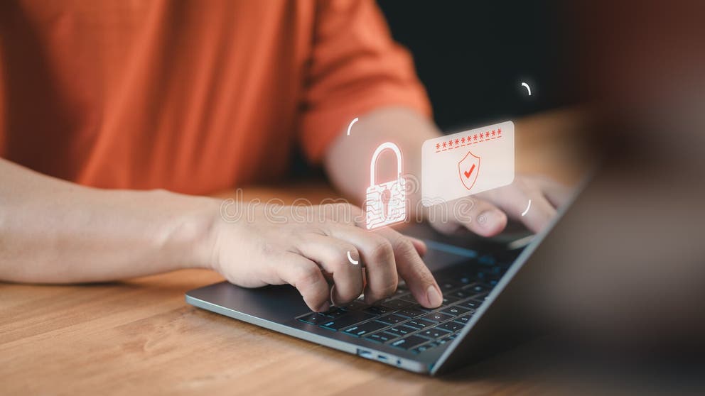 Man Use a Laptop Computer Type the Username and Password. User Privacy ...