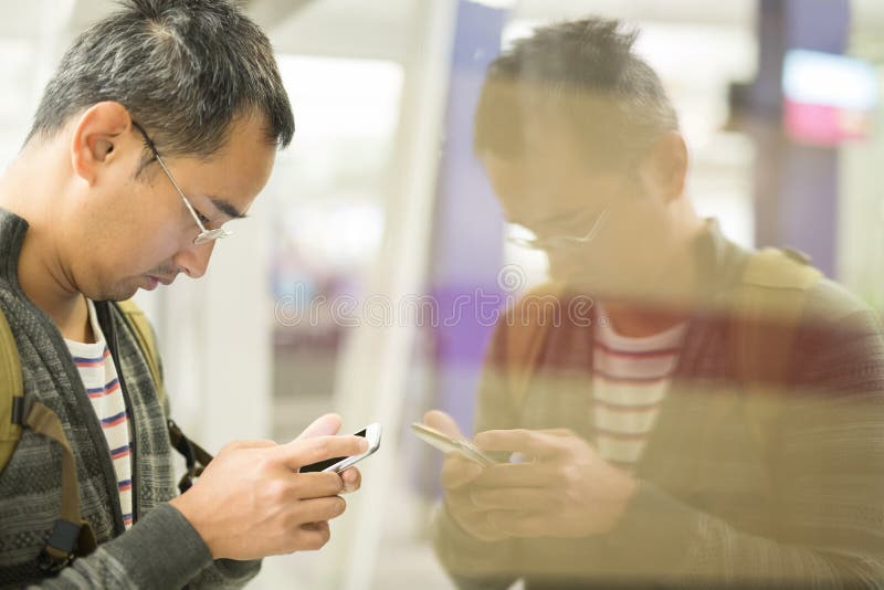 Man use phone stock photo. Image of downtown, cellular - 78236964