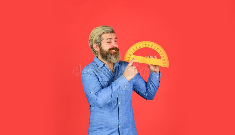 Man Use Protractor. Math or Mathematics. Stem Education Concept. Study ...