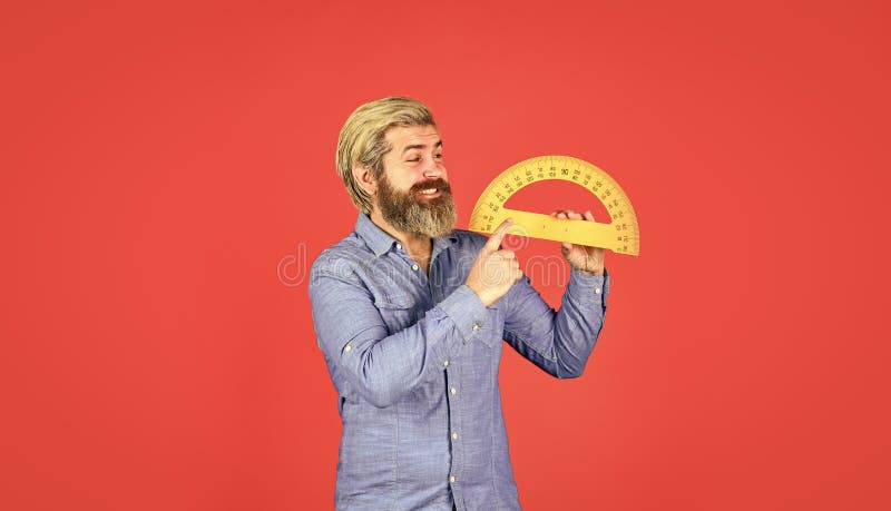 Man Use Protractor. Math or Mathematics. Stem Education Concept. Study ...