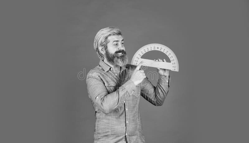 Man Use Protractor. Math or Mathematics. Stem Education Concept. Study ...